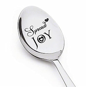 Spread Joy | Spoon Christmas Gift for Mother Father | Christmas Stocking Stuffer | Christmas Gift for Grandparents Son Daughter | Holiday Gift for Parents - 7 Inch Stainless Steel Spoon