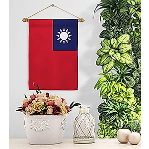 Americana Home & Garden Taiwan Garden Flag Set Wood Dowel Regional Nation International World Country Particular Area House Decoration Banner Small Yard Gift Double-Sided, Made in USA