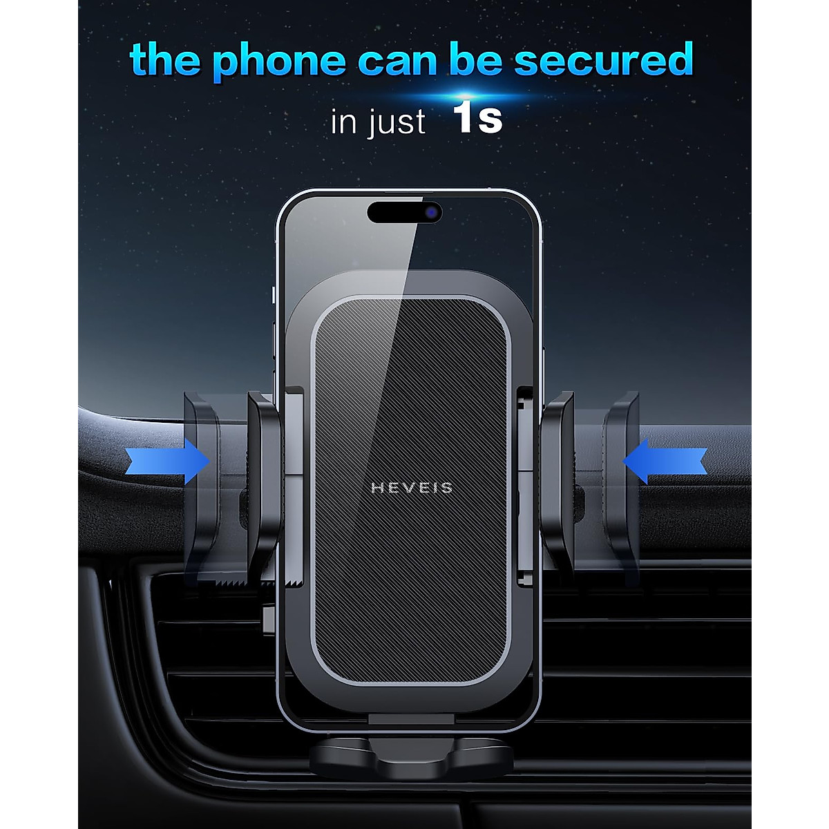 HEVEIS Phone Holder Car,Upgraded Metal Hook Clip Car Phone Holder for Car Vent,Thick Cases Friendly Cell Phone Holder Car,Suitable for Most Smartphones Black