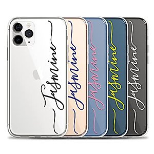 Case Charming Clear Case Personalized Name for iPhone 14 Pro Max 13 mini 12 11 XS XR X 10S 10R 10 8 Plus 7 SE Custom Handwriting Style Slim Flexible Soft Tpu Cover