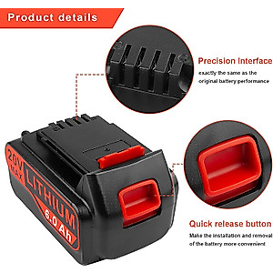 ARyee 6.0Ah 20V LBXR20 LBX4020 Lithium Battery Compatible with Black and Decker 20Volt Max LB20 LBX20 LBXR2020 LB2X4020-OPE LBXR20-OPE Cordless Power Drill Driver Tools