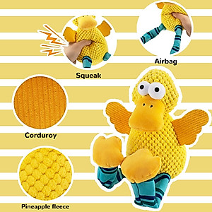 TOTARK Squeaky Dog Plush Toys, Durable Stuffed Dog Chew Toys for Puppy Teething, Interactive Soft Duck Dog Toys with Activity Legs & Squeaker for Small Medium Large Dogs