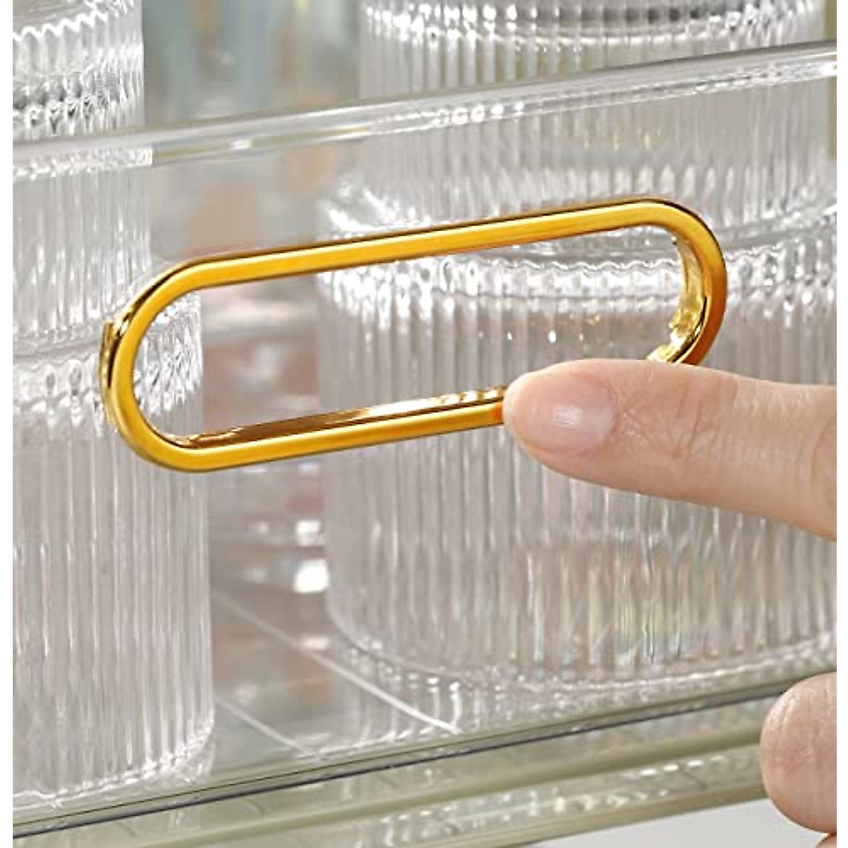 Elsjoy 2-Tier Basket Drawer Organizer, Pull-Out Cabinet Organizer Sliding Basket with Handle, Clear Basket Organizer for Under Sink, Kitchen, Bathroom, 14.5 x 10 x 16