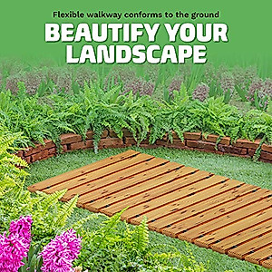 Zyppio Roll-Out Garden Pathway, 8’ Long, Straight, Weather-Resistant Walkway for Outdoor Patios, Gardens, Beach Boardwalks, and Wedding Party Events, Natural Cedar Hardwood