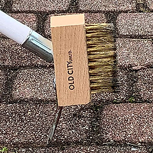 Moss Removal Deck Crevice Tool- Grout Brush Cleaner Wire Brush with Scraper, Decking Cleaner Remover for Cracks. Paver Cleaning for Bricks, Flagstone, Concrete, Pavements,Hoe