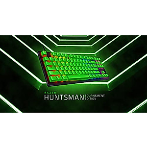 Razer Huntsman Tournament Edition - Compact Gaming Keyboard with Razer Linear Optical Switches - Green Keycaps - US Layout (Renewed)
