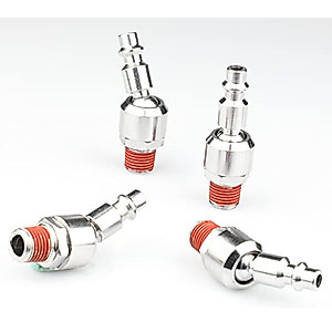 YOTOO Swivel Air Plug 1/4" Industrial Air Hose Fitting Air Quick Connect Male and Female Plugs with 1/4"-18 NPT Thread. 6-Piece Pack