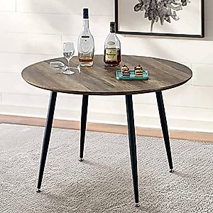 Wlvos 44.8" Round Dining Table for 4-6, Wood Round Kitchen Table with Powder Coating Adjustable Heigh Legs, Suitable for Living Room, Kitchen & Dining Room, Waiting Room, Natural