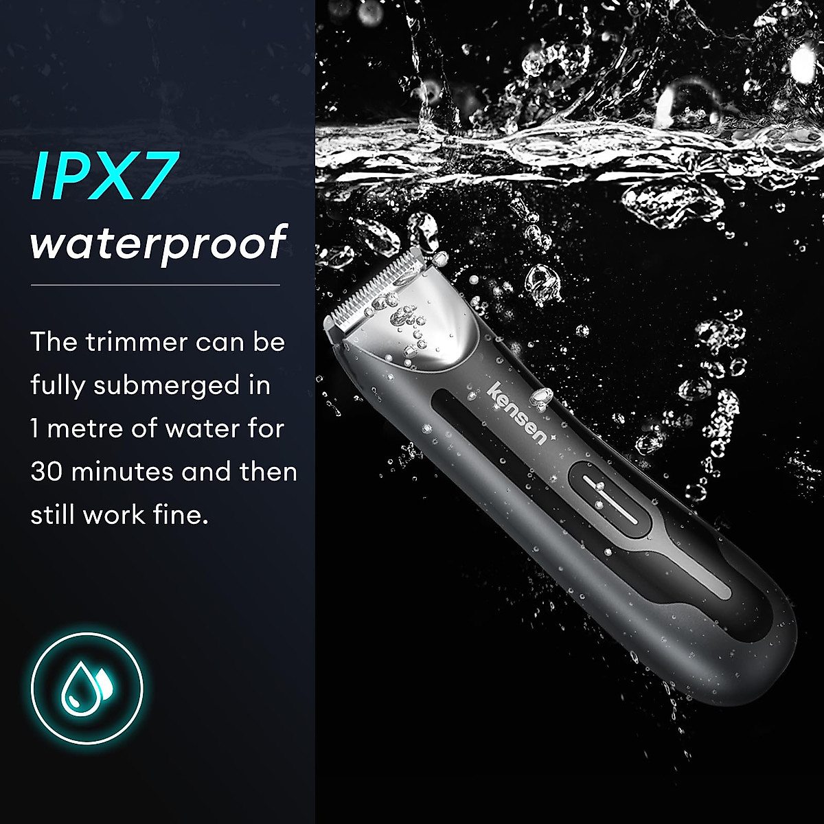 Body Hair Trimmer for Men, kensen Electric Groin Hair Trimmer, Rechargeable Body Groomer, Replaceable Ceramic Blade Heads, Waterproof Wet/Dry Clippers, Male Pubic Hair Hygiene Razor