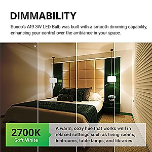 Sunco Lighting 10 Pack 3W=40W A19 LED Light Bulbs CRI91 2700K White, 250 Lumens, E26 Medium Base, Indoor/Outdoor, Super Bright, Instant On, Frosted Lens, Lamp for Bedroom Dining Living Room UL