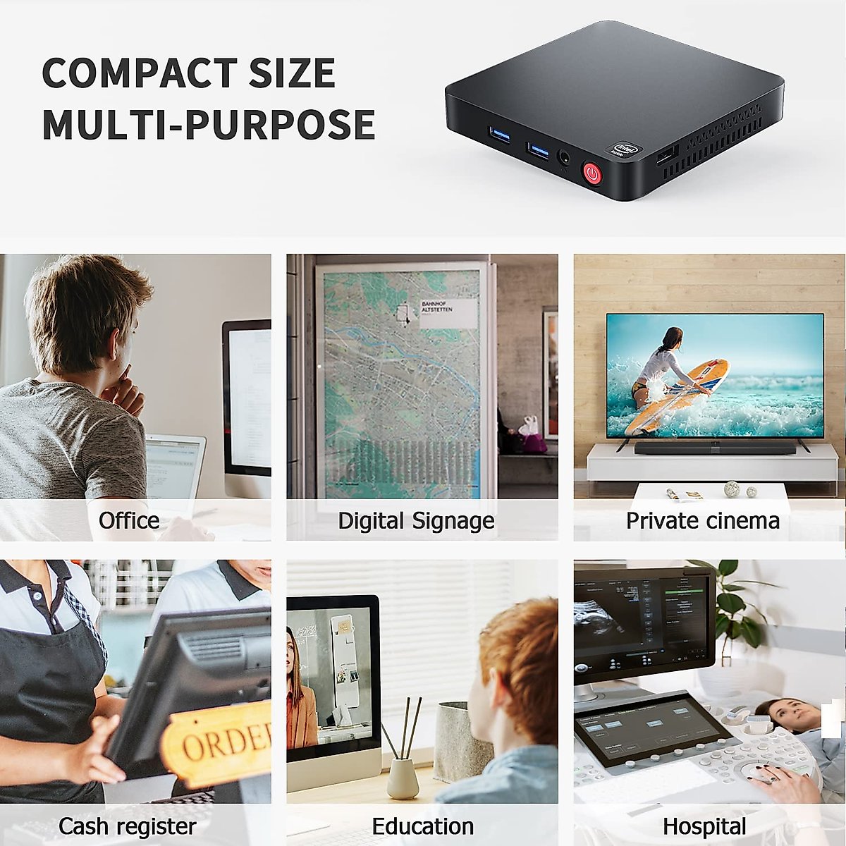 Beelink T4 Pro Mini PC, Intel N3350(Up to 2.4GHz), 4G LPDDR3 64G eMMC Mini Computer, Mini Desktop Computer Support Dual HDMI 4K Display Output/WiFi5/BT4/Gigabit Ethernet for HTPC/Office