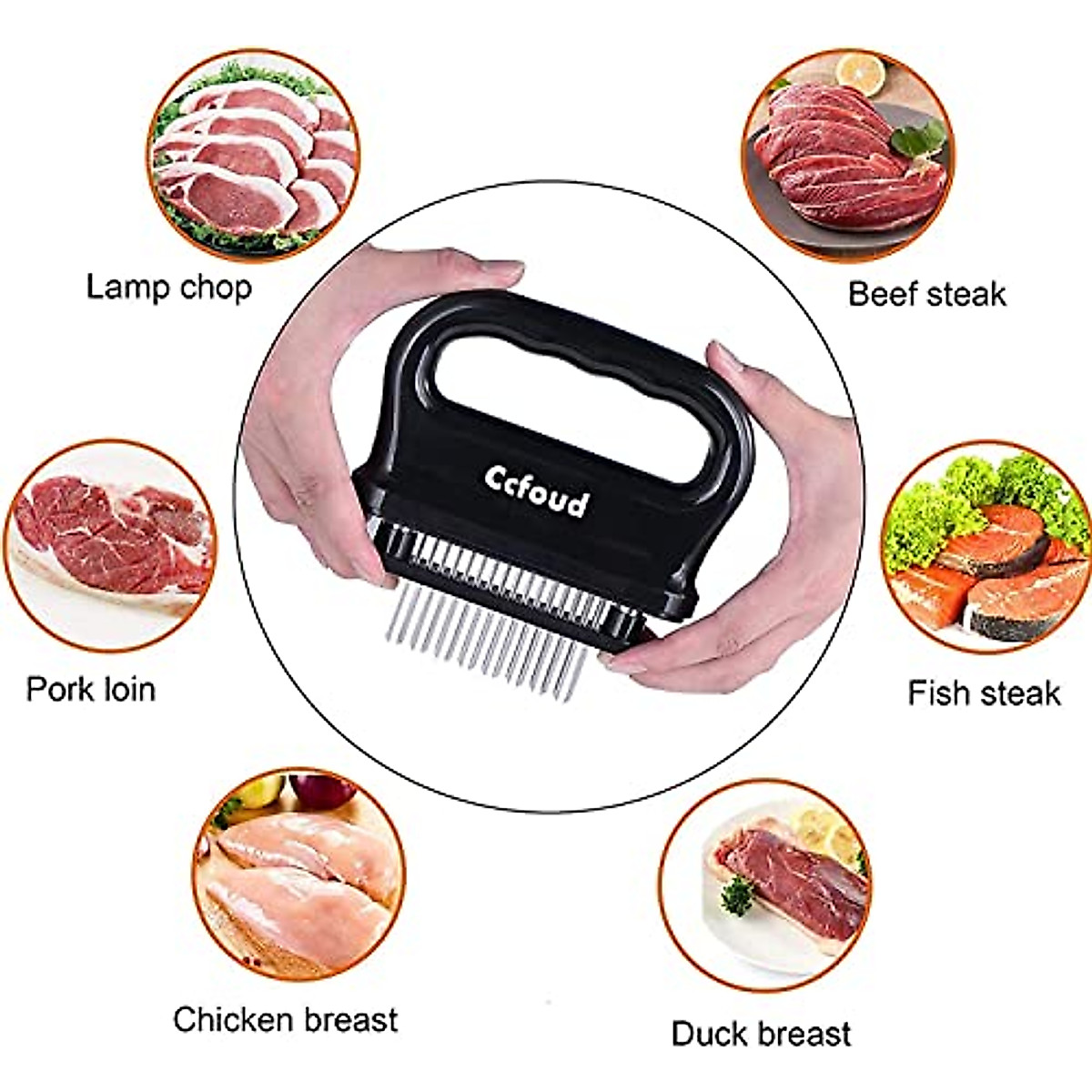 Meat Tenderizer, 48 Stainless Steel Ultra Sharp Needle Blade Tenderizer for Tenderizing Steak, Beef with Cleaning Brush,Durable Baking Kitchen Accessories by Ccfoud