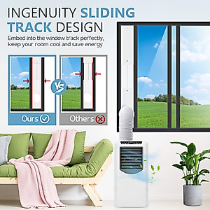 Portable Air Conditioner Window Kit for 5.1" Exhaust Hose, Window Seal Plates with Coupler and Bird Guard for Sliding Window, Adjustable Length From 16.9-47 inches Universal AC Vent Kit for AC Unit