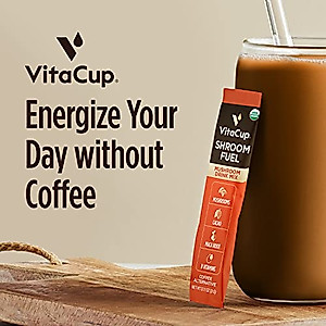 VitaCup Shroom Fuel, Mushroom Based Coffee Alternative Packets, Mushroom Coffee Substitute w/ Cacao, Cinnamon, Chaga, Lions Mane, & Maca for Energy, Immune Support, & Focus, 48 ct