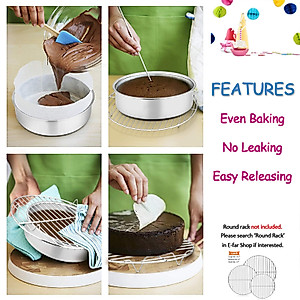E-far 6 Inch Cake Pan Set of 3, Stainless Steel Round Smash Cake Baking Pans Tins, Non-Toxic & Healthy, Mirror Finish & Dishwasher Safe