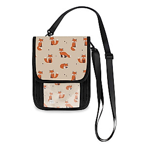 ALAZA Cute Animal Fox Print Small Crossbody Wallet Purse Cell Phone Bag Rfid Passport Holder with Credit Card Slots