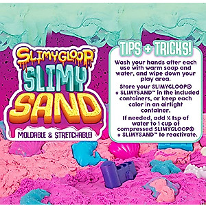 SlimySand Construction, 2 Pounds of SlimySand (Blue and Yellow), 3 Fun 3D Molds, 2 Rollers & 1 Reusable Box For Hours Endless Hours of Play. Super Stretchy & Moldable!