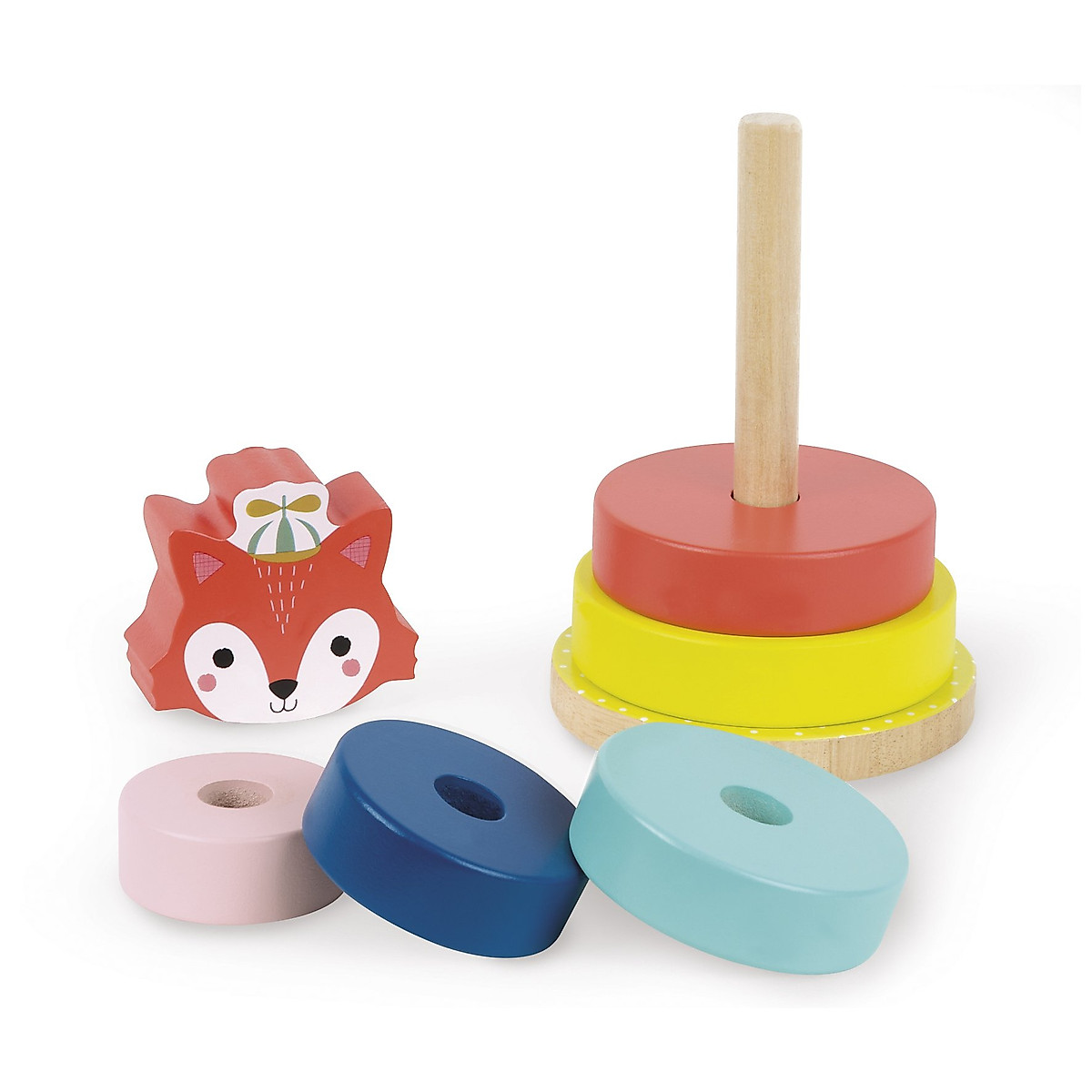 Janod Baby Forest Fox Wood Stacker - Ages 1+ - J08014