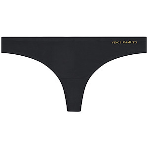 Vince Camuto Women's Thong Underwear - 5 Pack/10 Pack Ultra Soft Sexy Lingerie Thong Panties - Breathable Underwear for Women, Size Large, Grey Assorted (5 Pack)