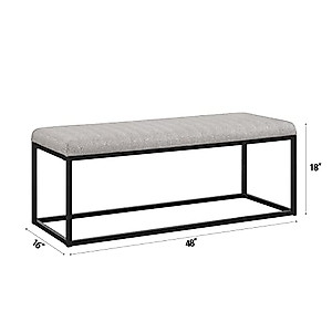 Ball & Cast Modern Upholstered Bench Entryway Bench Ottoman with Metal Frame, 48 Inch Grey