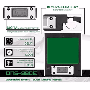 DEKOPRO Solar Powered Welding Helmet Auto Darkening Professional Hood with Wide Lens Adjustable Shade