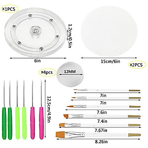 Cookie Decorating Kit Supplies Including 1 Acrylic Cookie Turntable 6 Cookie Scribe Needle2 Silicone Mesh Mats 6 Cookie Decoration Brushes 4 Rubber Feet Bumpers