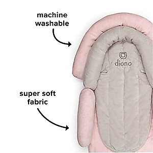 Diono Cuddle Soft 2-in-1 Baby Head Neck Body Support Pillow For Newborn Baby Super Soft Car Seat Insert Cushion, Perfect for Infant Car Seats, Convertible Car Seats, Strollers, Gray/Pink