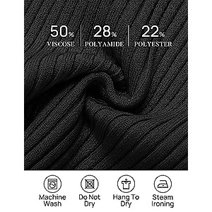 ZESICA Women's 2023 Fall Long Sleeve Turtleneck T Shirts Ribbed Knit Sweater Slim Fit Basic Casual Tee Tops,Black,Large