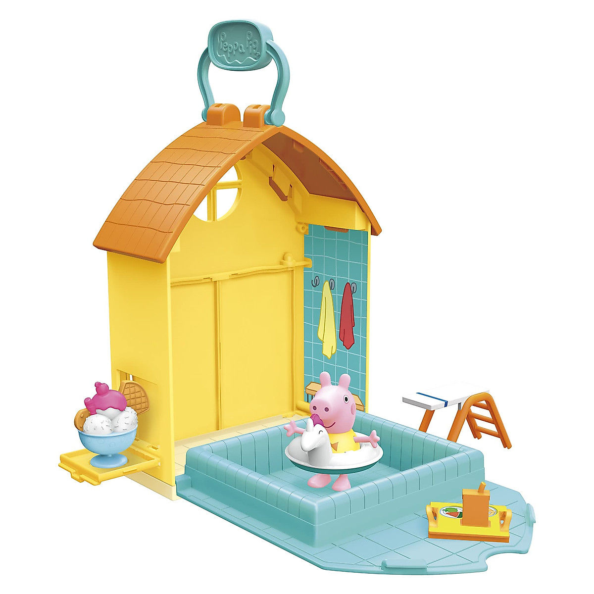 Peppa Pig Peppa’s Adventures Peppa’s Swimming Pool Playset Preschool Toy, Includes 1 Figure and 4 Accessories, Ages 3 and Up