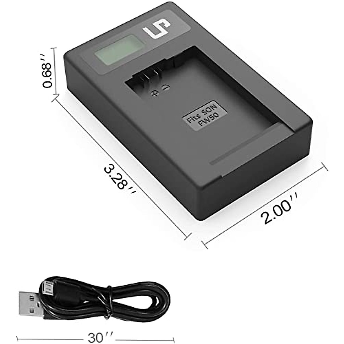 NP-FW50 Battery Charger, LCD Dual Charger Compatible with Sony Alpha A6000, A6400, A6100, A6300, A6500, A5100, A7, A7 II, A7R, A7R II, A7R2, A7S, A7S II, A7S2, A5000, A3000, RX10, NEX-3/5/7 Series