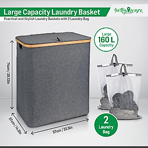 Gettyware laundry room decor|Large Laundry Basket|140L Clothes Hampers for Laundry, Dirty Clothes Hamper|collapsible laundry baskets|household essentials|bedroom accessories|laundry basket with lid