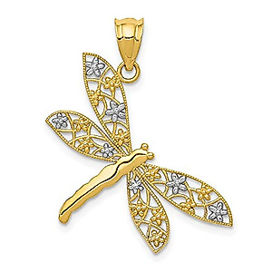 IceCarats 14K Yellow Gold Antique Filigree Dragonfly Necklace Charm Pendant Only