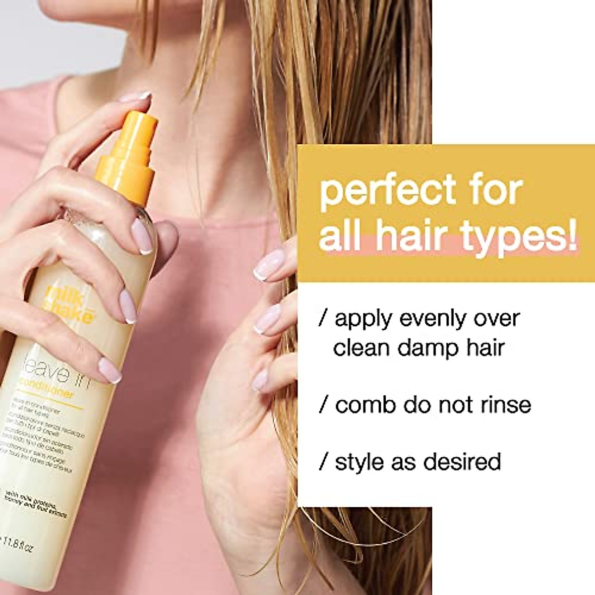 milk_shake Leave-In Conditioner Spray Detangler for Natural Hair - Protects Color Treated Hair and Hydrates Dry Hair - Leave In Conditioner For Soft and Shiny Straight or Curly Hair, 11.8 Fl Oz