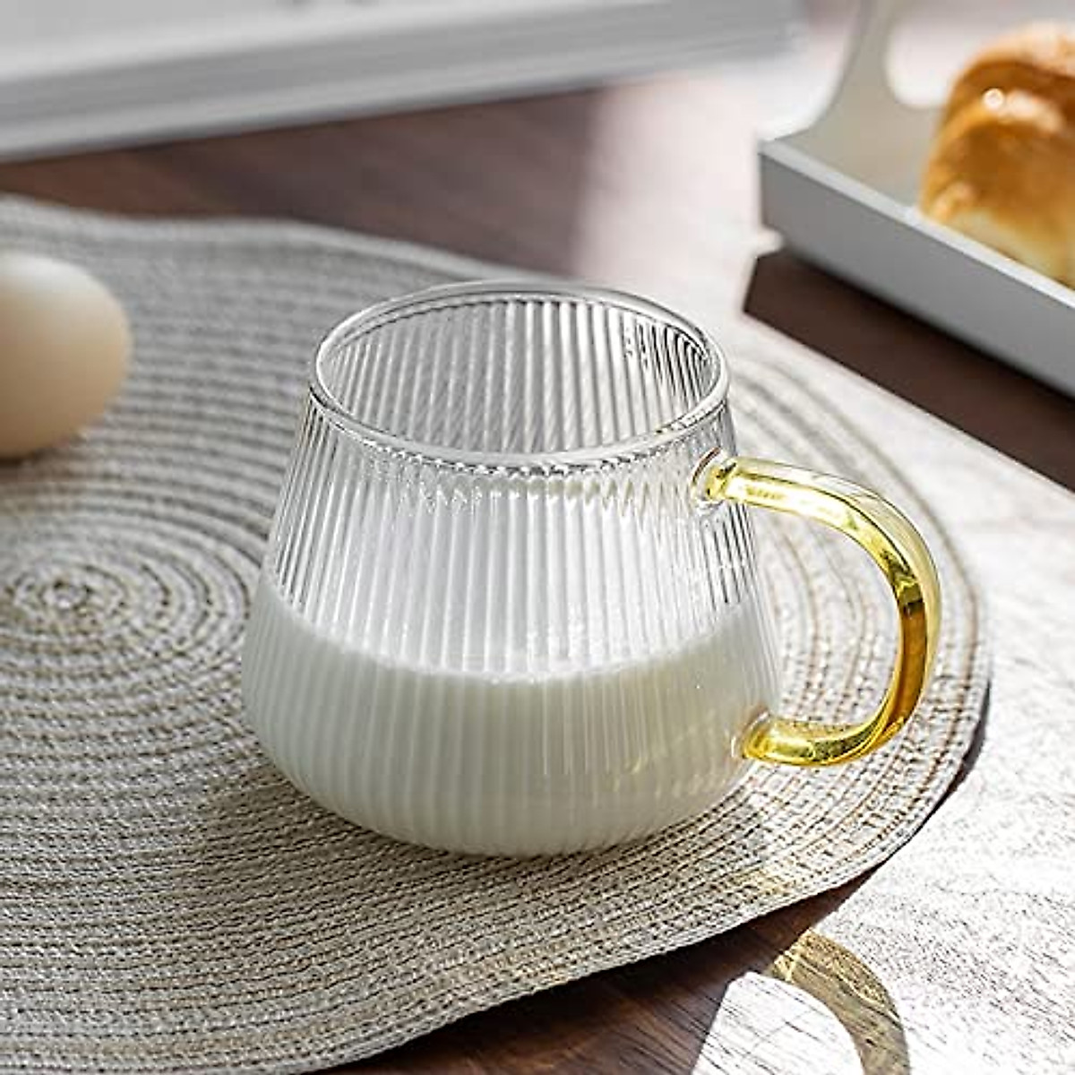 15 Oz Glass Coffee Mugs Set of 2,Glass Coffee Cups with Lids and Spoon,Clear Coffee Mug for Hot Beverages and Cold,Ice Coffee,Tea,Cereal, Milk,Cappuccino,Latte,Dishwasher and Microwave Safe.