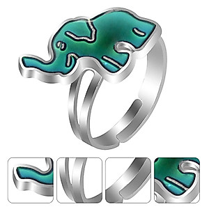 Generic 1Pc Color Change Finger Ring Elephant Shape Mood Ring Adjustable Open Ring Creative Ring for Kids Women, 1.5x1.3cm, 36916L17OA3EJDR