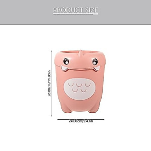 Dinos Desktop Trash Can, Plastic Wastebasket Cartoon Dinosaurs Garbage Container Bin for Bathroom, Kitchen, Home Office, Kids Room, Pink