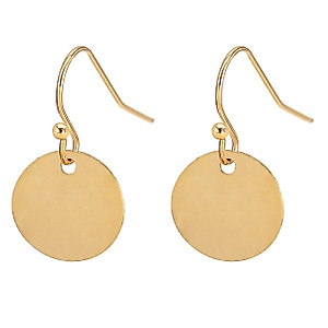 Gold Circle Disc Dangle Drop Earrings for Women Lightweight Small Round Hoop Statement Earrings Minimalist Jewelry Christmas Gift for Her