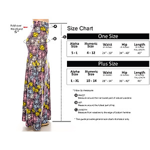 RENESEILLE Women's Long Maxi Skirt – Casual High Waist Fold Over Elastic Waistband Soft Flare Foldable Stretch Lounge Boho SKT810 C-16 PS
