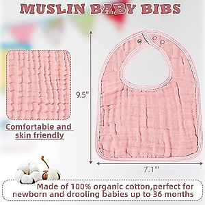 duludulu Muslin Baby Bibs, Baby Bibs for Baby Girl & Boy Organic Cotton Newborn Drool Bandana Bibs and Burping Cloth, Adjustable Soft Baby Bib for Drooling and Teething (6 Pack)