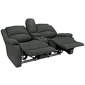 RecPro Charles 67" Double Recliner RV Sofa with Console and Cupholders | Zero Wall Loveseat for Camper | Wall Hugger Couch | Fifth Wheel Theater Seating | Replacement RV Furniture | Fossil Cloth