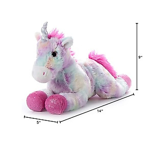 The Petting Zoo, Unicorn Stuffed Animal Plush Toy, Unicorn Gifts for Girls, Pastel Tie Dye Rainbow Unicorn with Silver Sparkly Horn, 14 inches