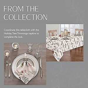 Elrene Home Fashions Holiday Tree Trimmings Wrinkle Resistant Fabric Christmas Tablecloth, 70", Round