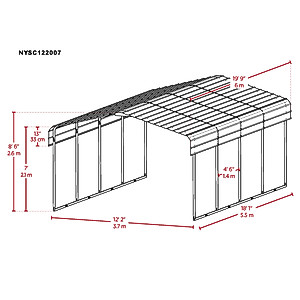 New Yard 12 x 20 x 7 ft Heavy Duty All Steel Carport – All-Weather Steel Canopy Shelter and Steel Frame for Cars, Trucks, Boats, and Outdoor Equipment