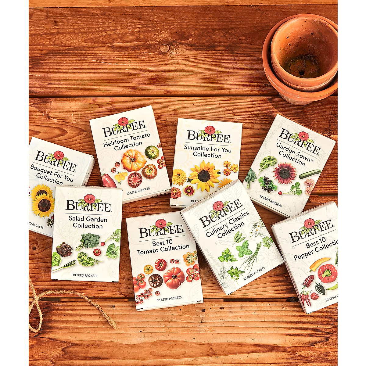 Burpee Culinary Classics Garden Collection 10 Packets of Non-GMO Chives, Cilantro, Basil, Sage, Thyme, Dill, Parsley, Chamomile, Marjoram & Oregano | Kitchen Herb Variety Pack, Seeds for Planting