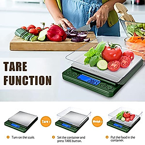 CHWARES Food Scale, Kitchen Scale with Trays 3000g/0.1g, Small Scale with Tare Function Digital Scale Grams and Ounces for Weight Loss, Dieting, Baking, Cooking, Meal Prep, Coffee, Green