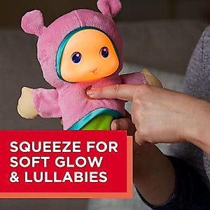 Playskool Lullaby Gloworm - Baby and Infant Toys 0-6 months Soft Cuddly Stuffed Toy Plays Soothing Calming Lullabies For Sleep With Gentle Glow in Purple