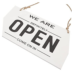 Double-sided business listing open signs for business open closed sign cafe wall art neon open sign business supplies front door wall signs Christmas Work Wooden white Ornament