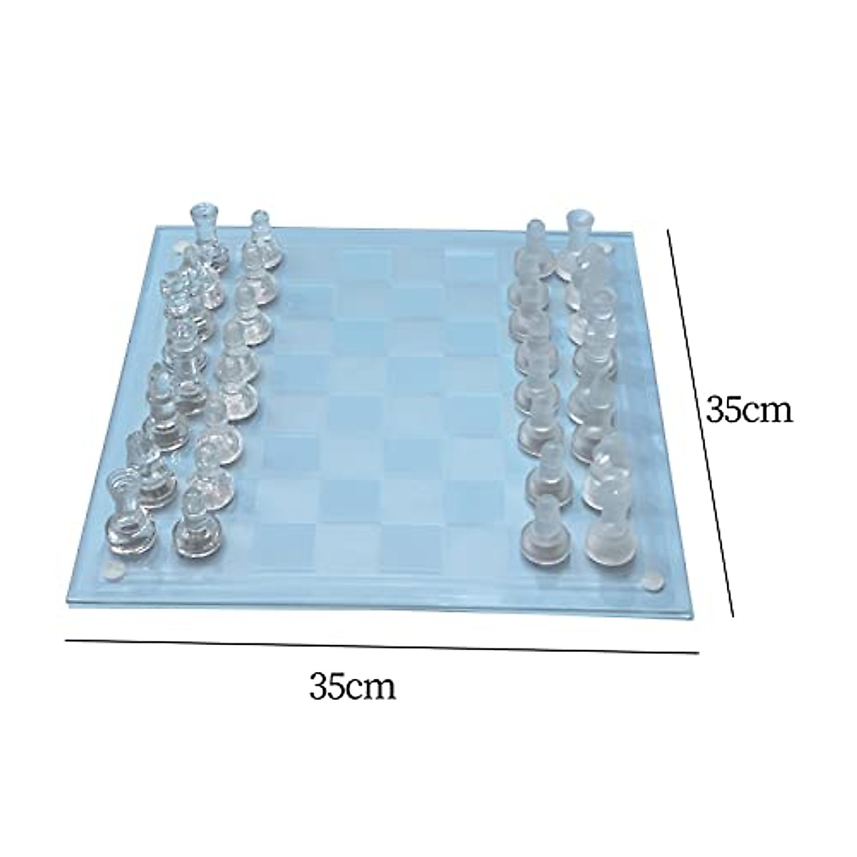 SM SunniMix Chess Set for Adult, Frosted Chess Board Set, Portable Glass Chess Game, Classic Strategy Game for Game, Festival Interaction TripsTable Decor
