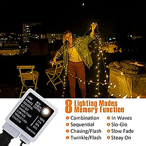 105FT Christmas Lights,300 LED Connectable Twinkle Fairy Indoor Lights String with Remote[8 Modes & Waterproof],Outside Lights for Home Decoration,Christmas Patio Garden Wedding Party(White)