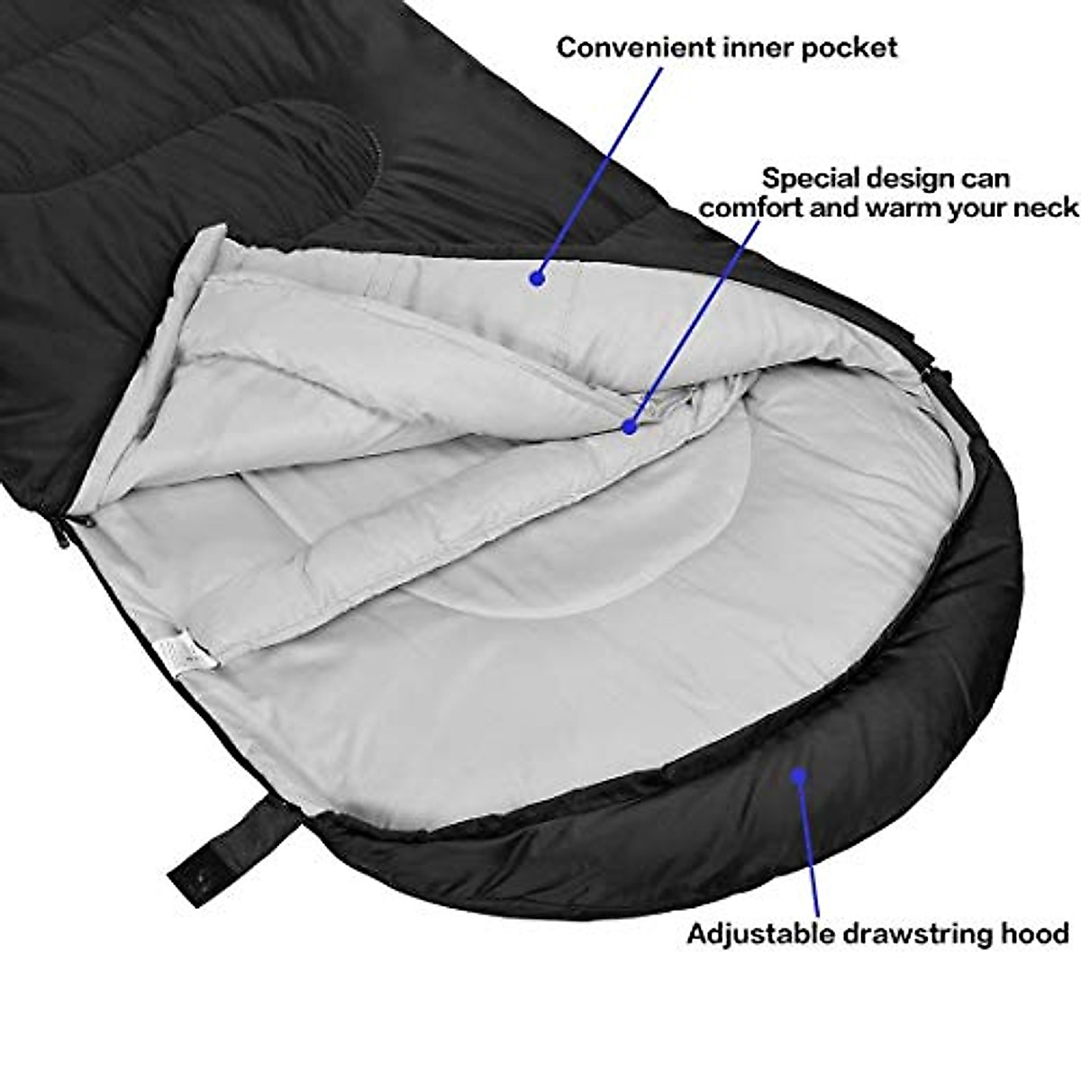 3-4 Season Portable Waterproof Envelope Sleeping Bag for Adults & Kids - For Traveling, Camping, Hiking